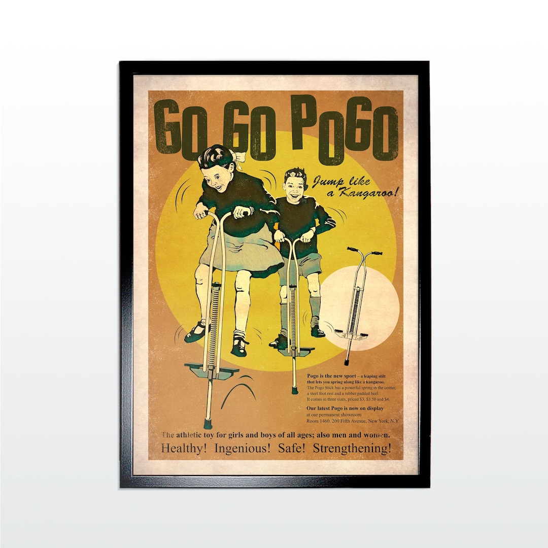Vintage Advertising Poster: Pogo Stick. 1950s Retro Style Art Print ...