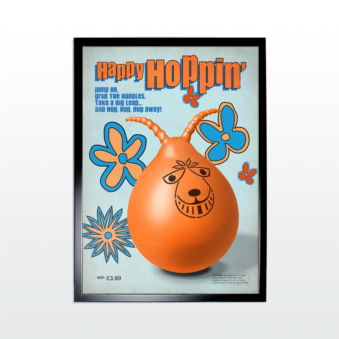 Vintage Advertising Poster: Space Hopper. 1970s Retro Style Poster Art ...