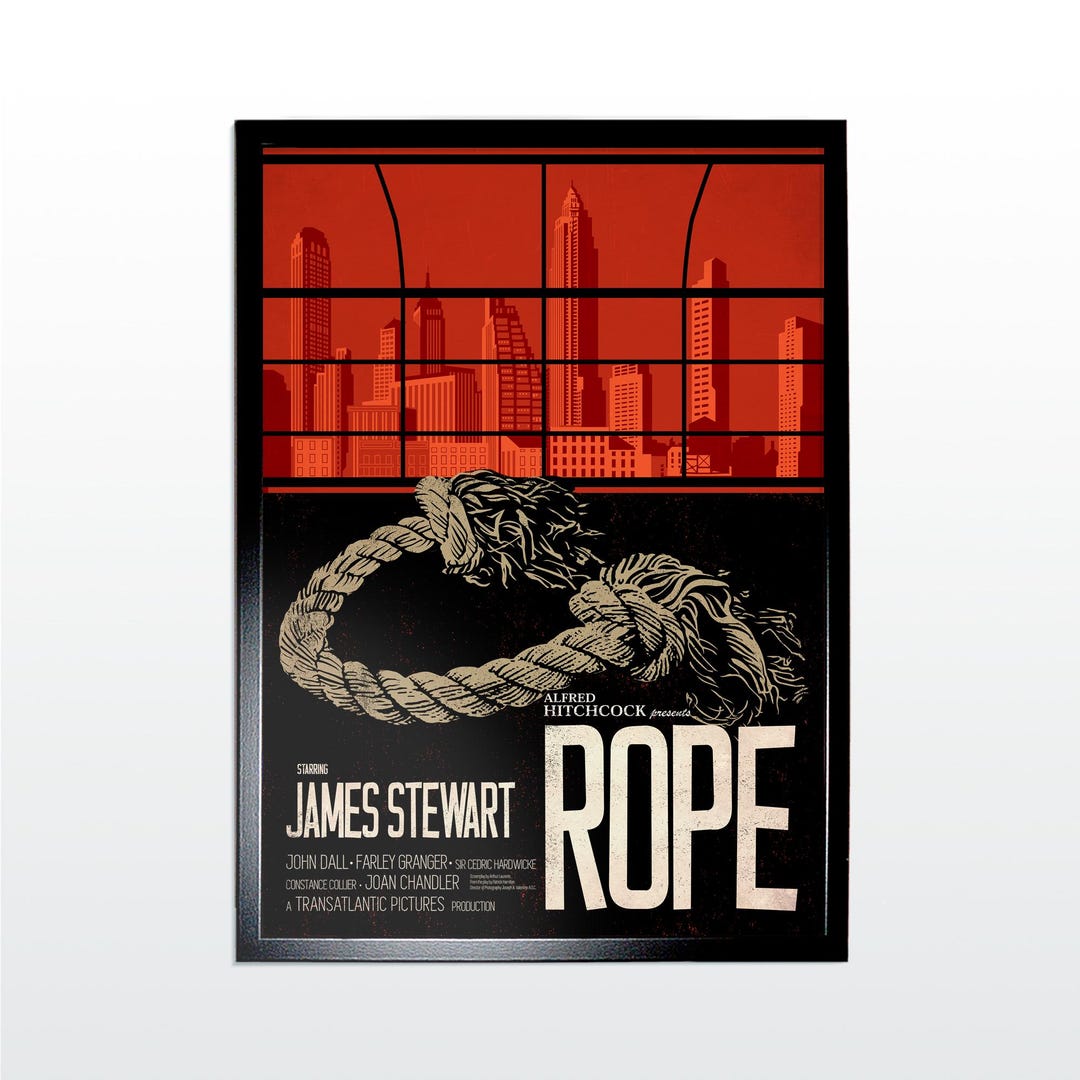 Vintage Hitchcock Movie Poster: Re-imagined Rope Retro-style Classic ...