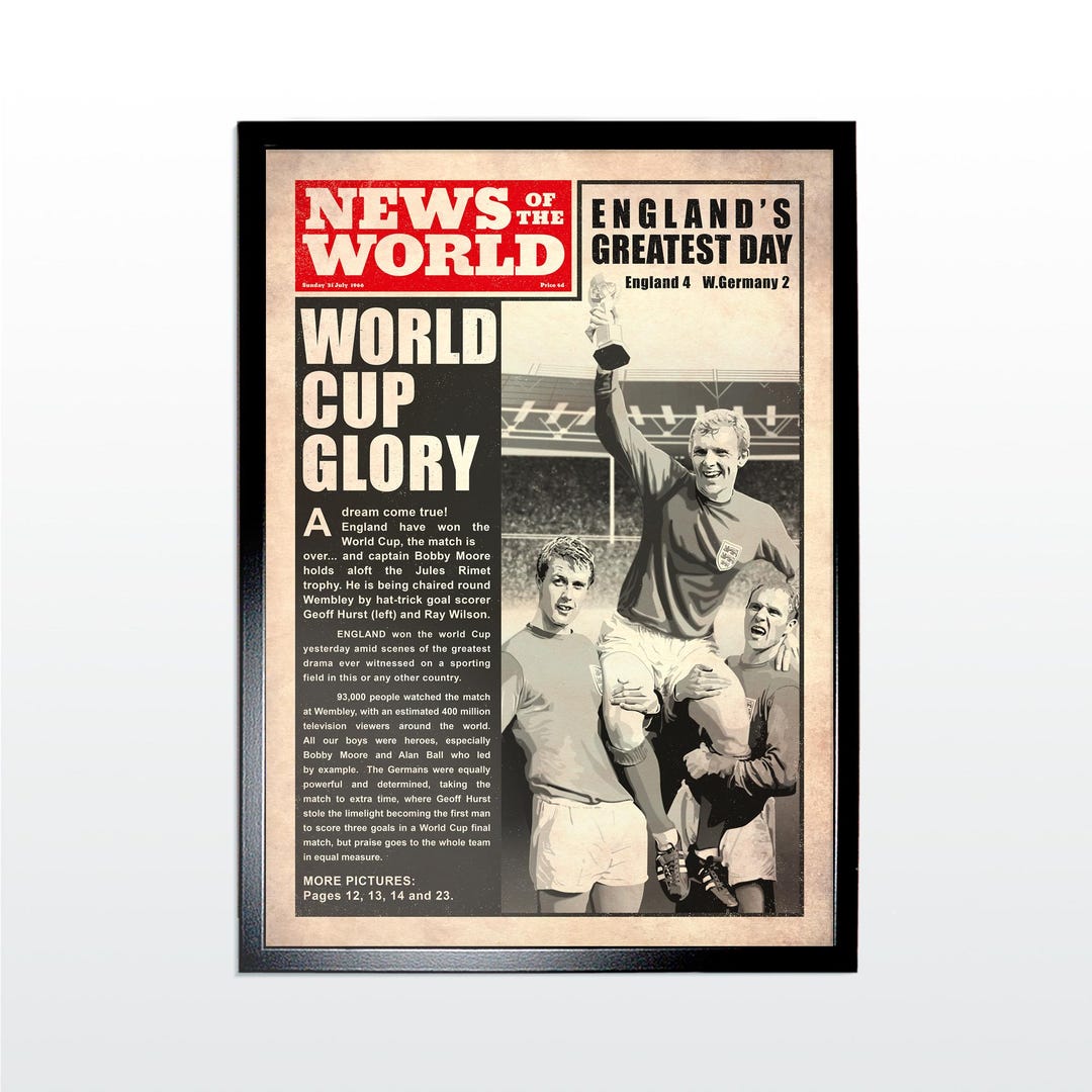 NEWSPAPER COVERS: England World Cup 1966. Famous News Stories Re ...