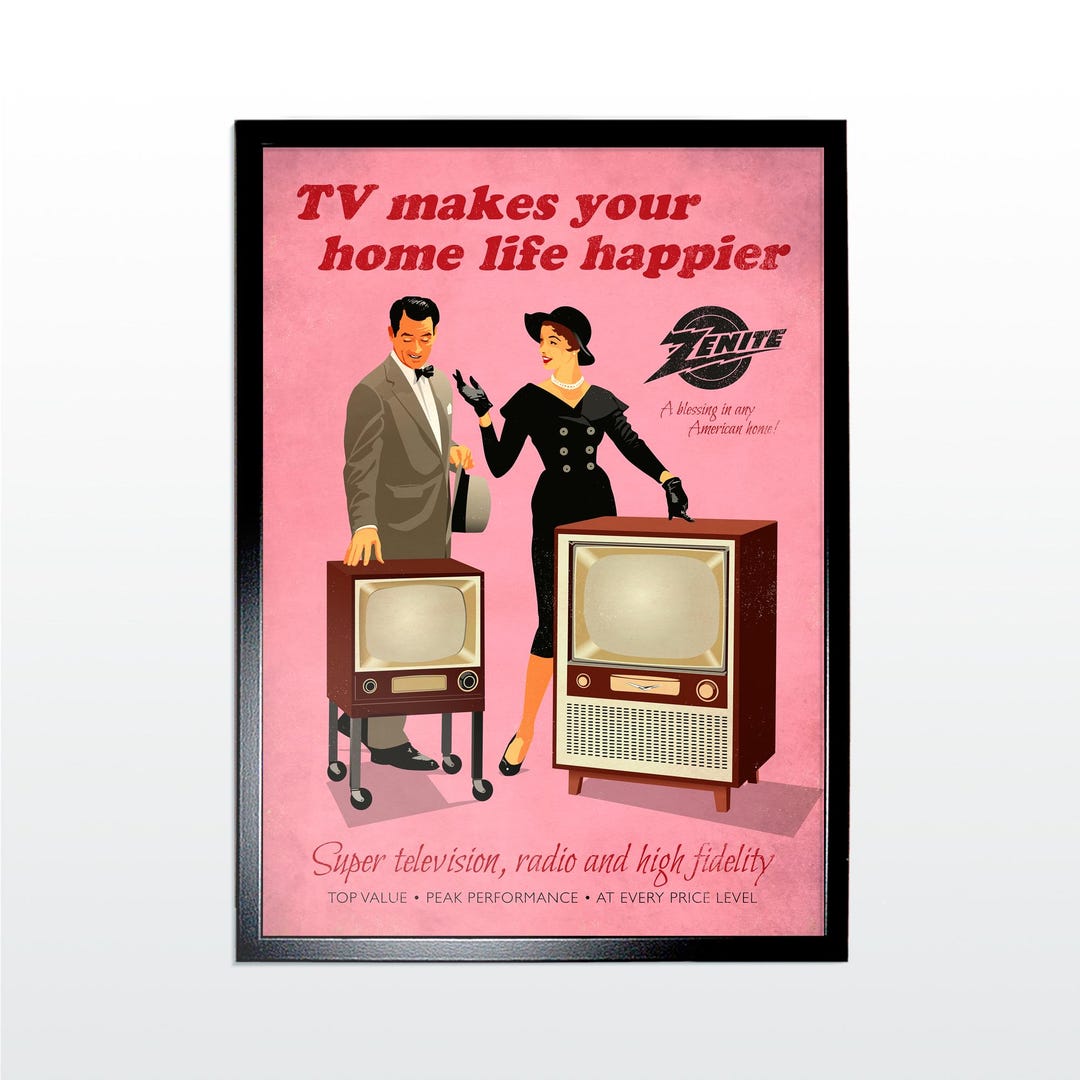 Vintage Advertising Poster: Televisions. 1950s Retro Style Art Print ...