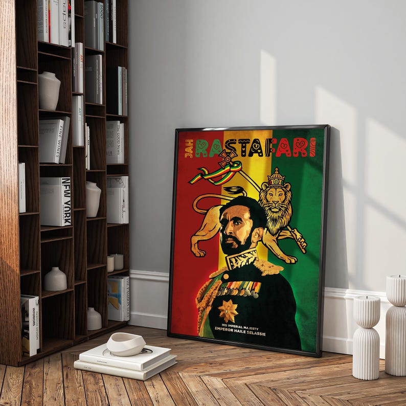 HAILE SELASSIE: Retro Style Rastafarian Poster Art Print. Finest Quality Printed to Order ...