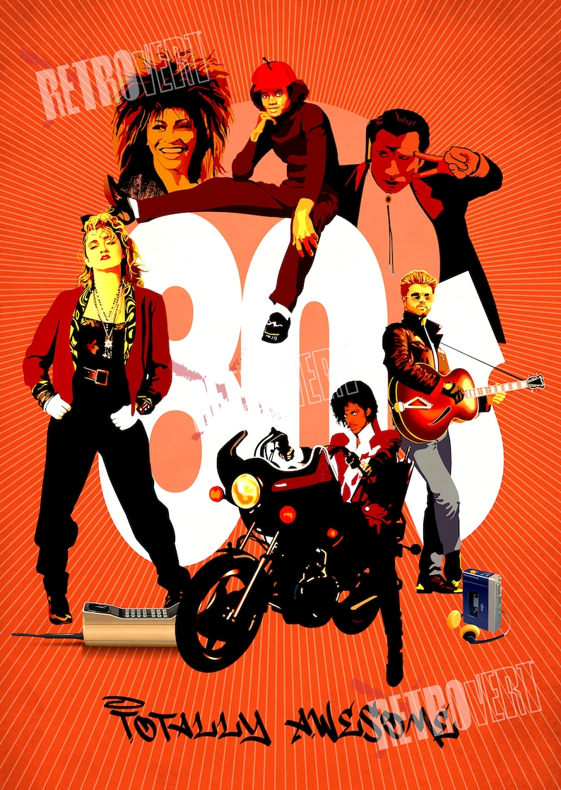 1980s Music: Totally Awesome. Retro Style 80s Music Poster Art Print ...