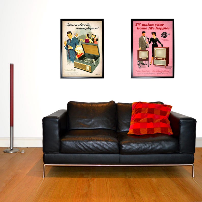 Vintage Advertising Poster: Record Player Hi-fi. 1960s Retro Style Art ...