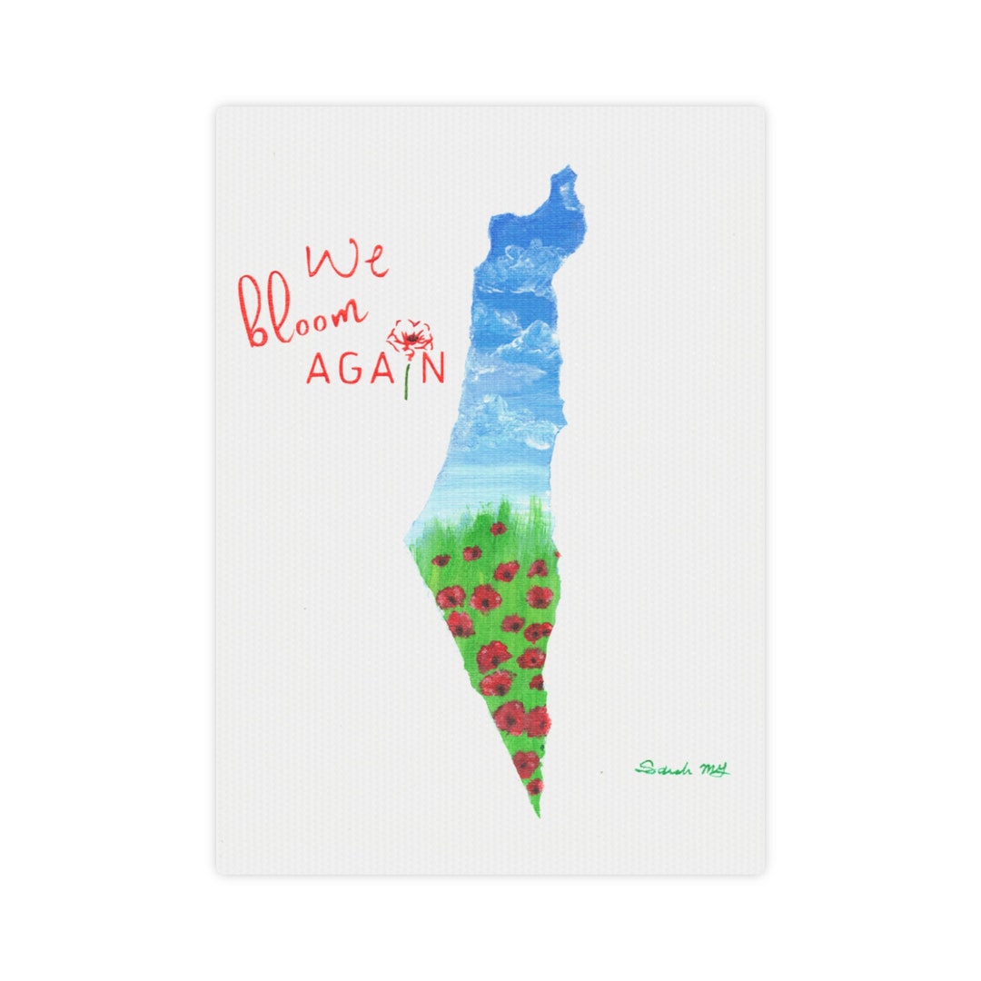 Red Anemone Fields: Map of Israel Canvas Print - Darom Adom Festival - Etsy