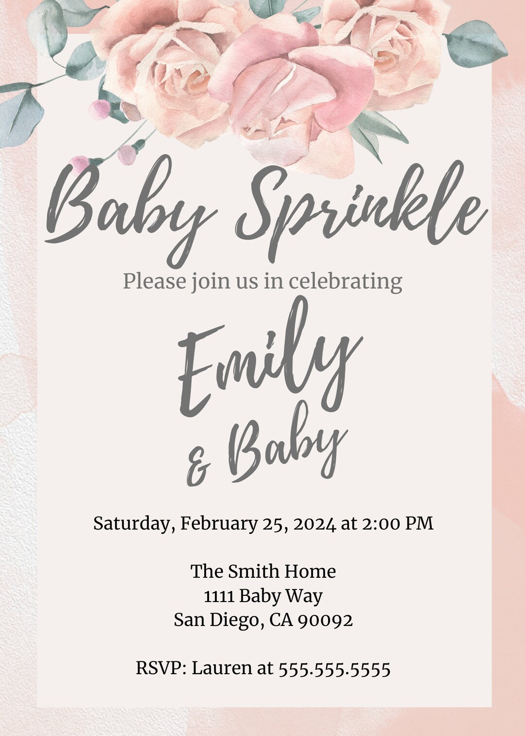 Baby Sprinkle Invitation - Edit in Canva - Etsy
