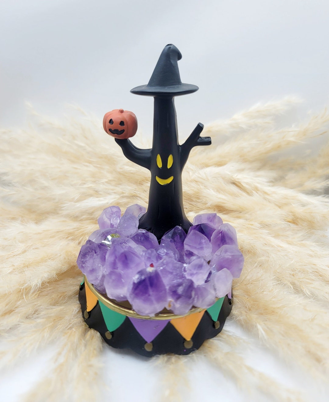 Spooky Halloween Tree With Amethyst Clusters, Crystal Tree, Scary, - Etsy