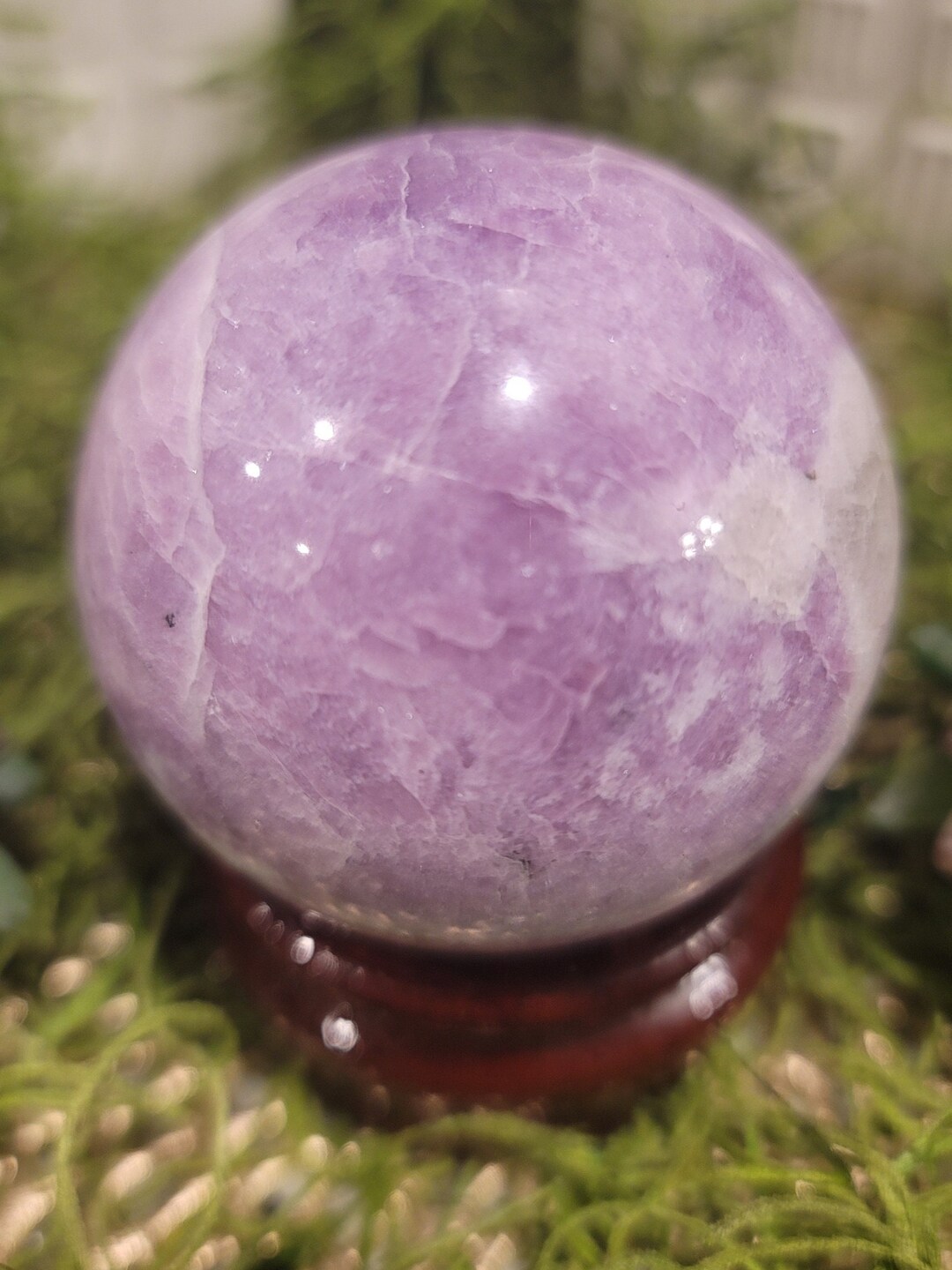 9.2 Oz 7 Inches Around Purple Crystal Sphere Lepidolite Purple Mica ...