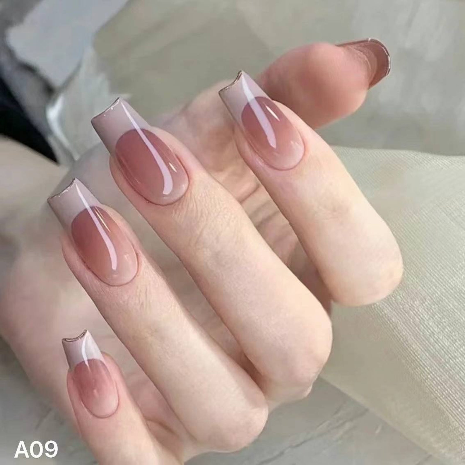 Pink Shadow French Tip Press on Nail - Etsy