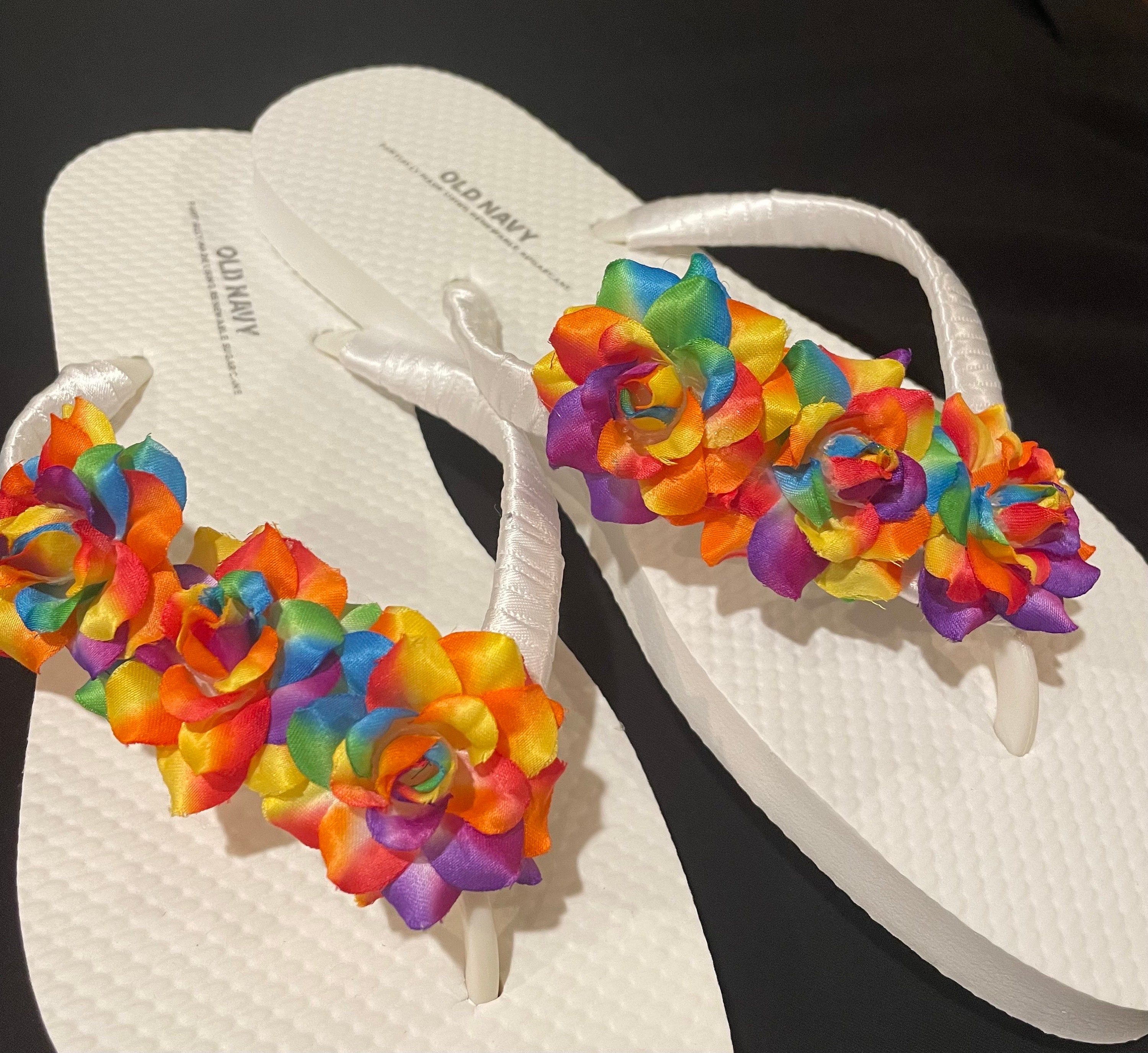 Pride Wedding Shoes, LGBTQ Wedding Flip Flops, Rainbow Sandals, Beach ...