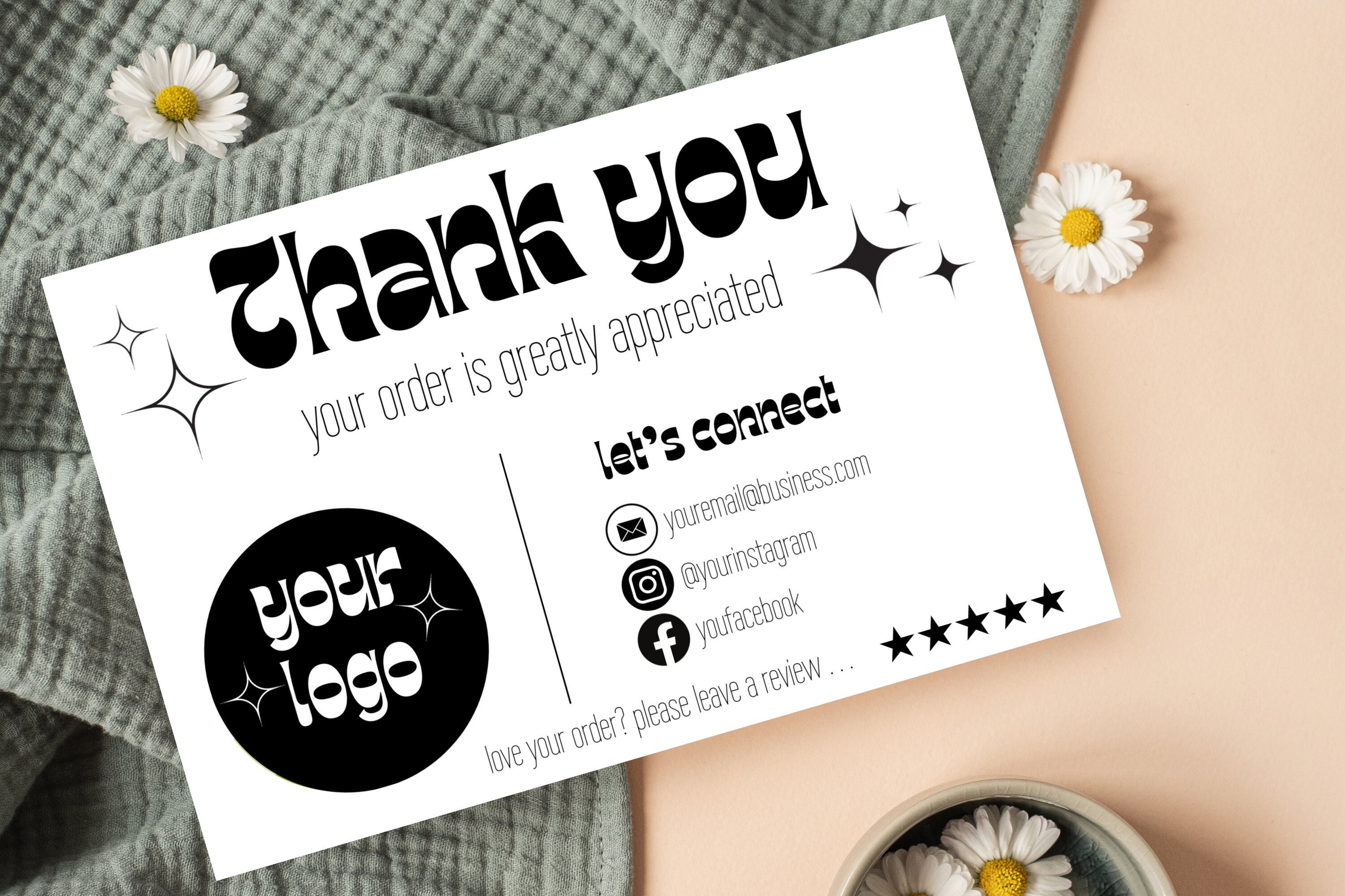 Thank You Card Template, 4x6 Business Thank You Card, Editable Template, Customizable Thank You ...