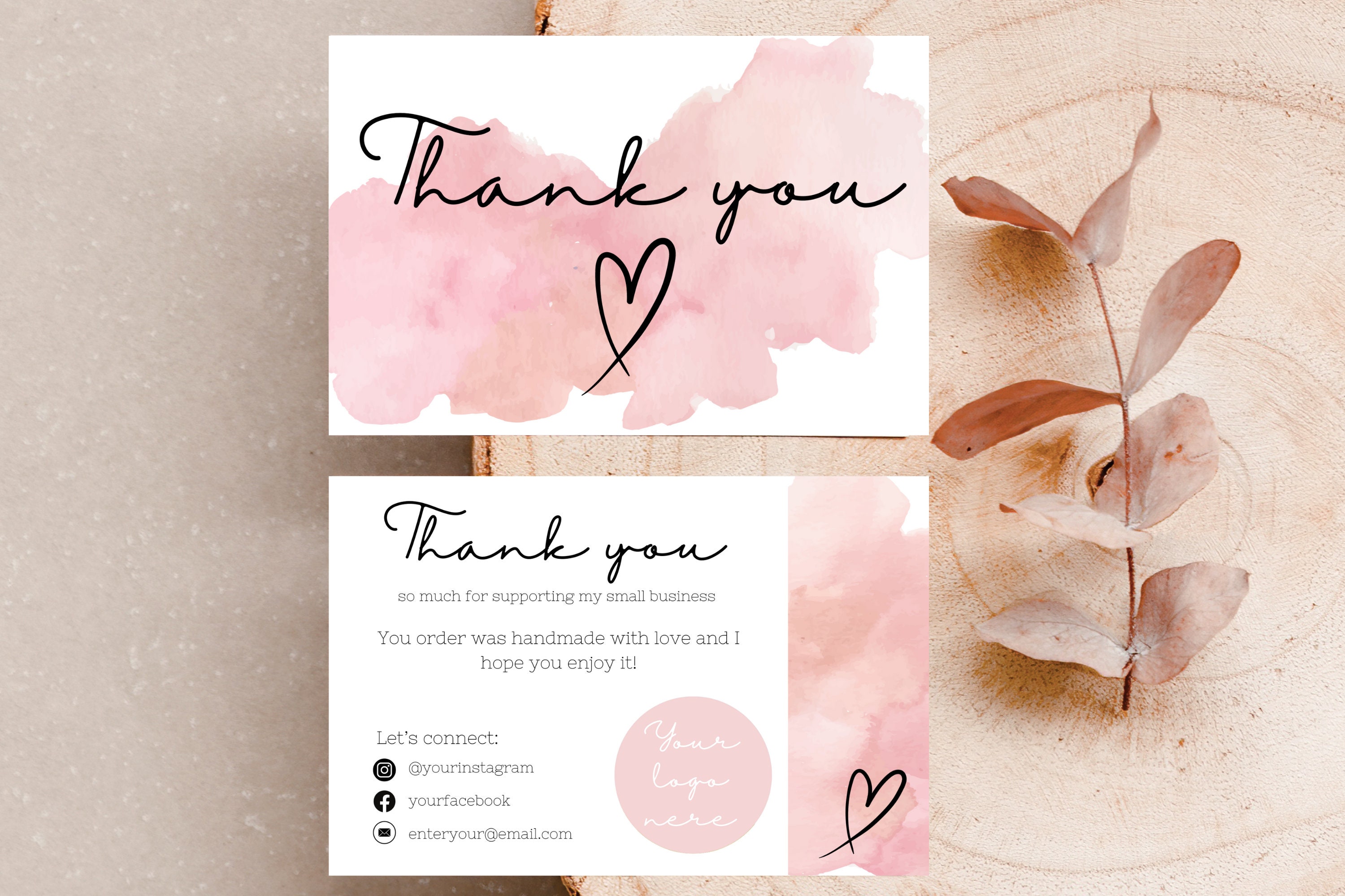 Thank You Card Template, 4x6 Business Thank You Card, Editable Template, Customizable Thank You ...