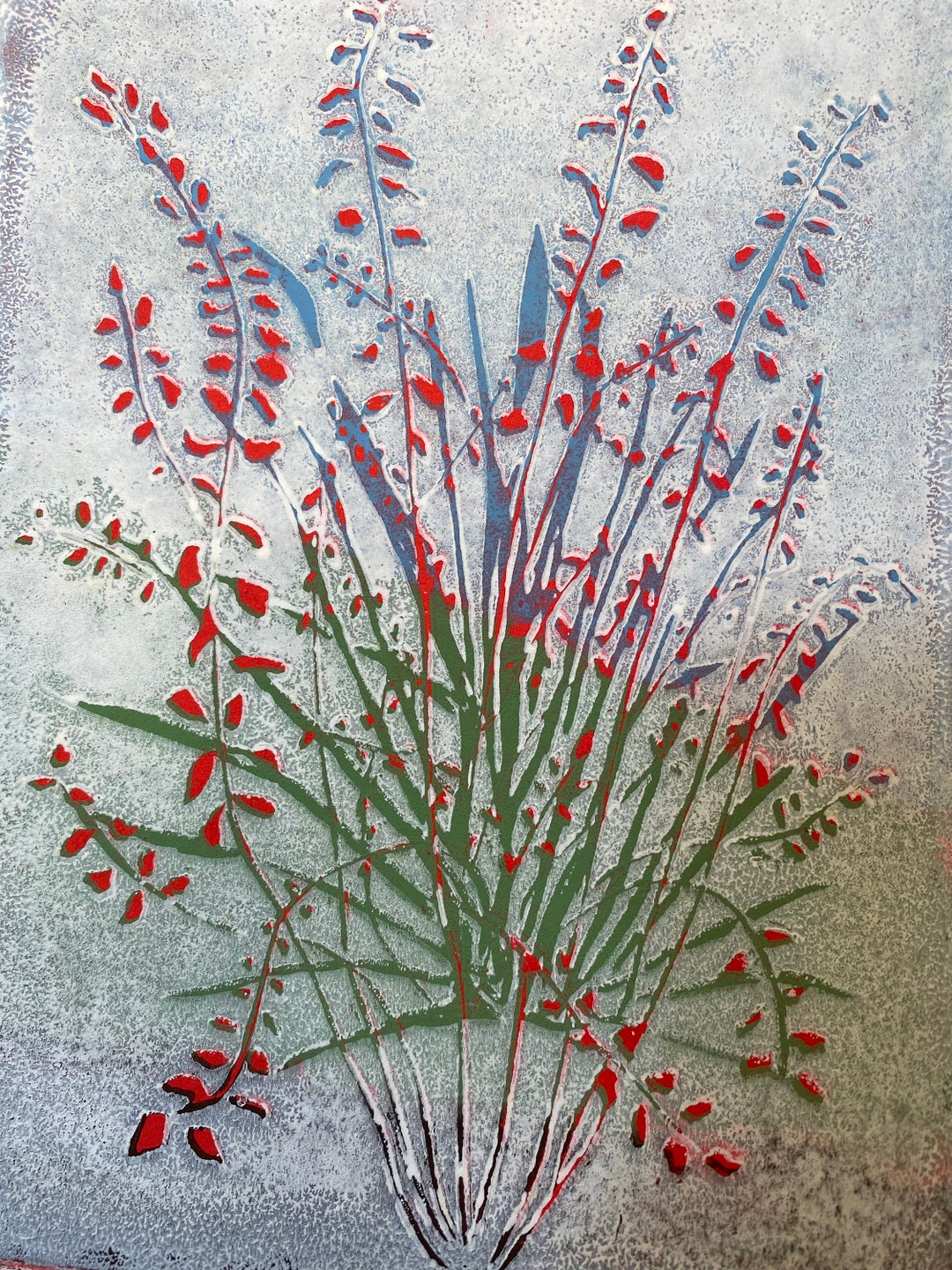 Ninebark & Grass Linocut - Etsy