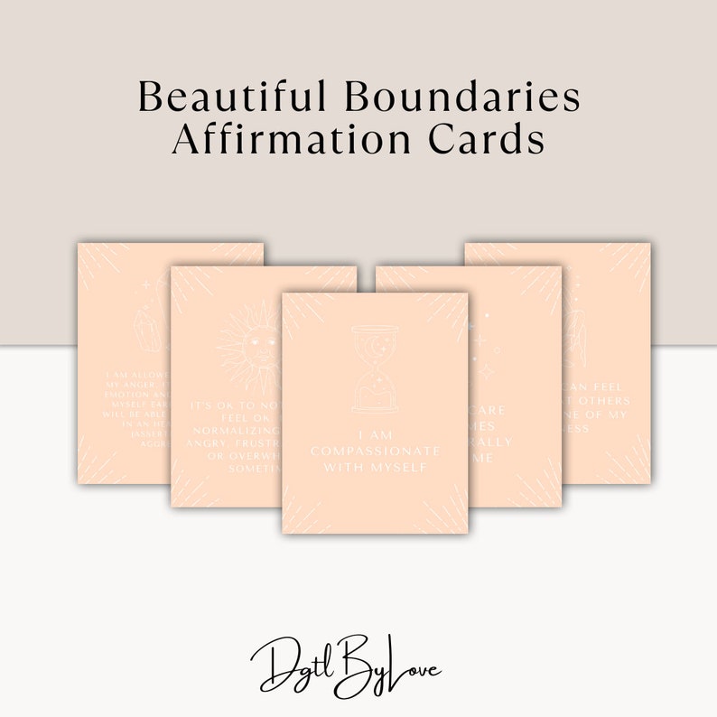 Beautiful Boundaries Affirmation Cards, Self Esteem, Confidence, Self ...