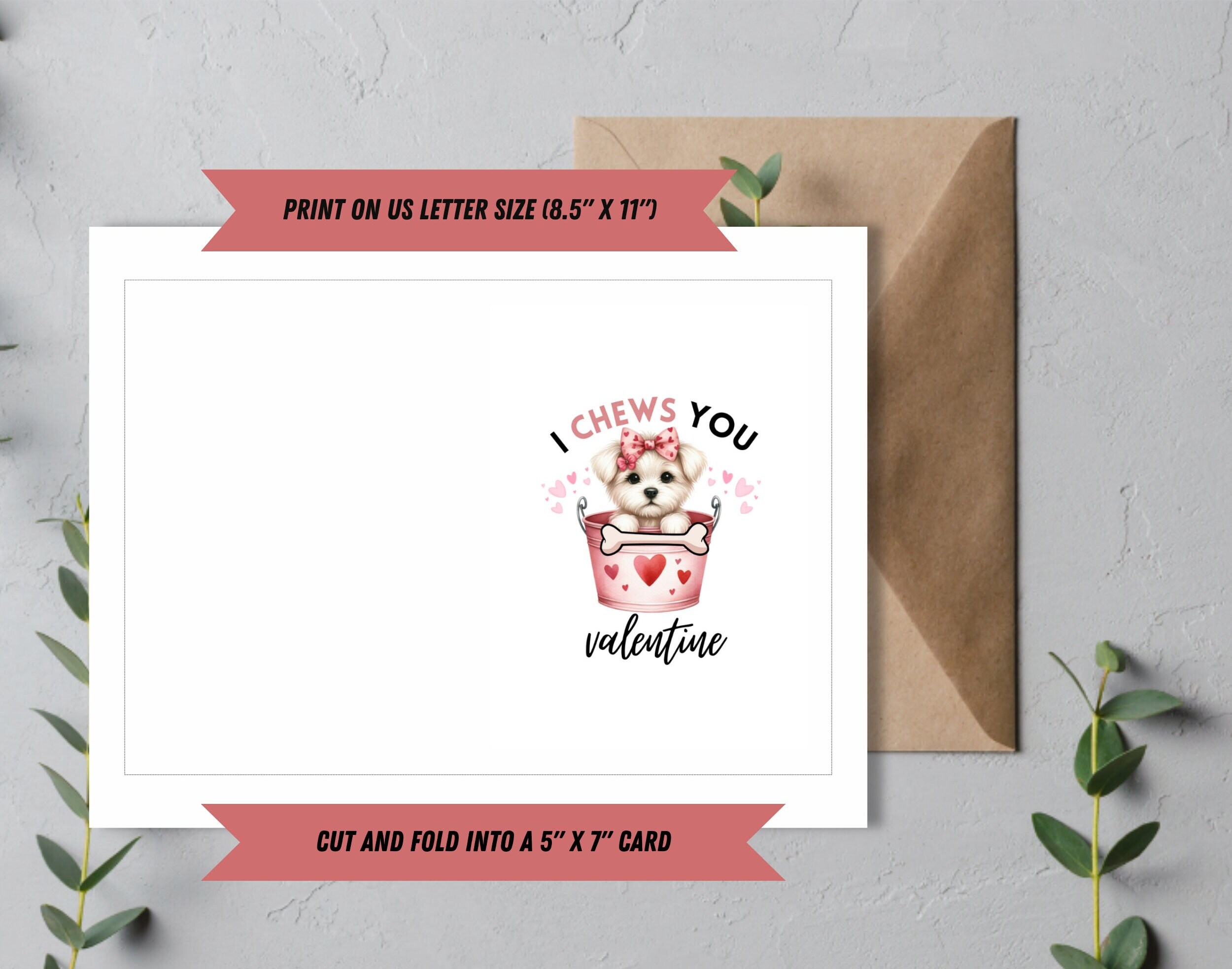 Puppy Valentines Day Card Dog Valentines Card I Chews You Card Class ...