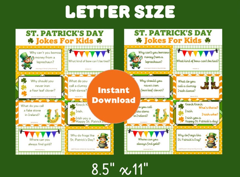 St Patricks Day Jokes for Kids Printable Lunchbox - Etsy