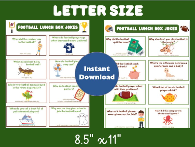 Printable Football Lunch Box Jokes - Etsy