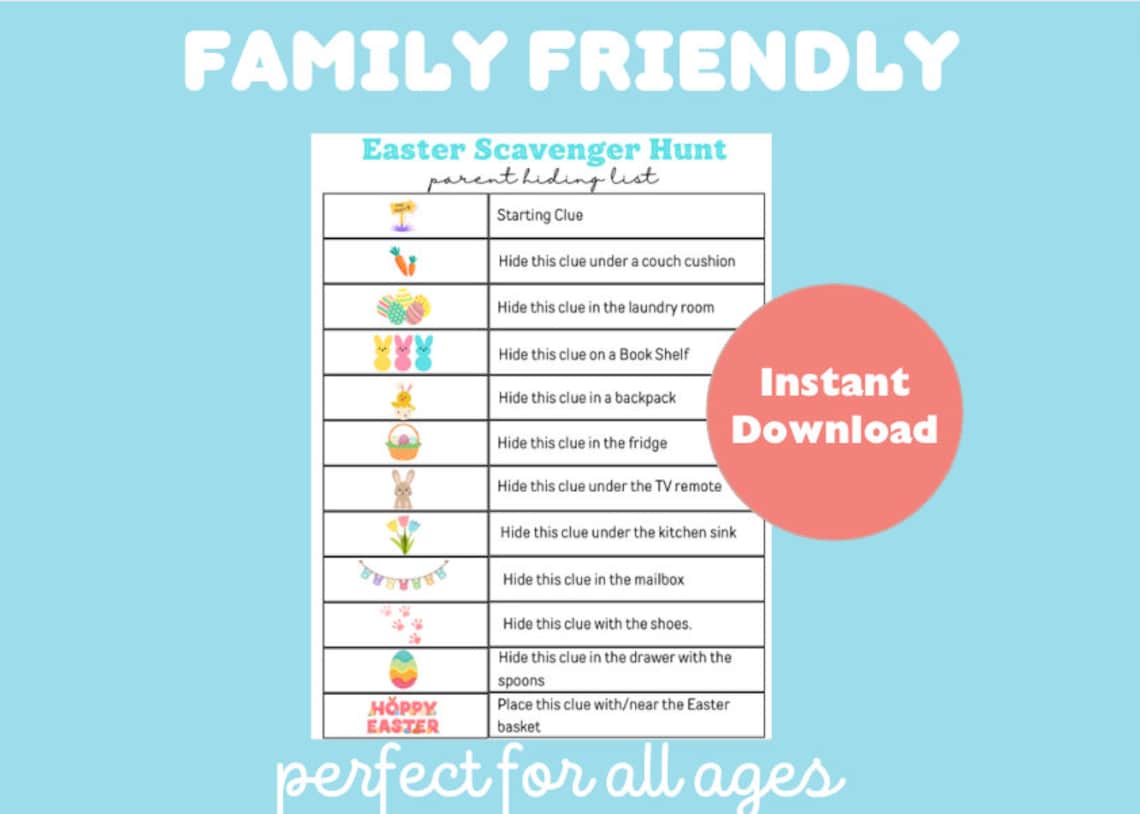 Printable Indoor Easter Scavenger Hunt for Kids - Etsy