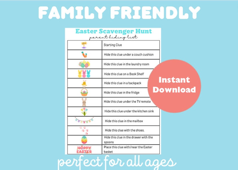 Printable Indoor Easter Scavenger Hunt for Kids - Etsy