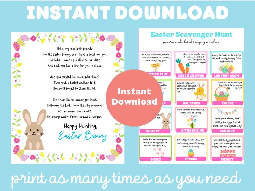 Printable Indoor Easter Scavenger Hunt for Kids - Etsy