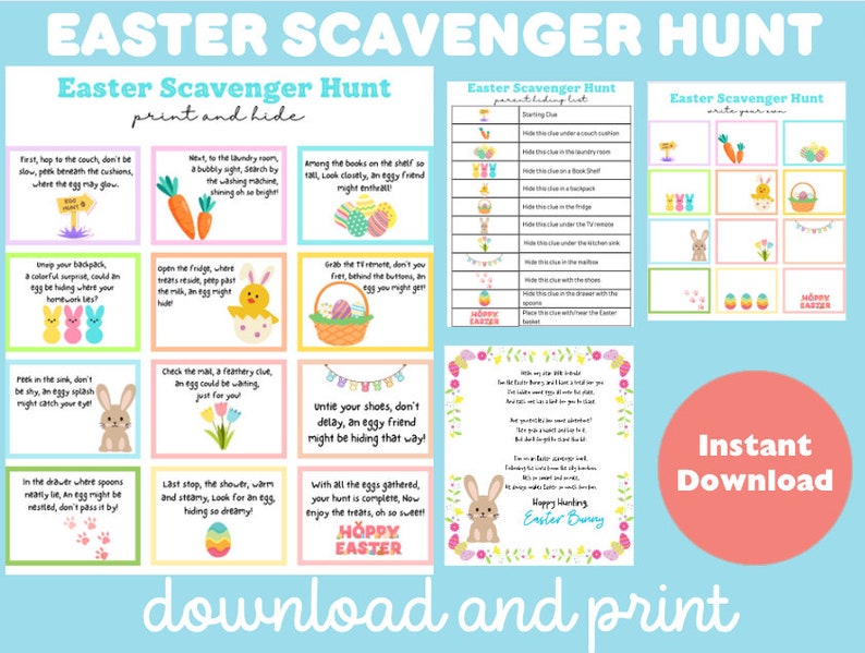Printable Indoor Easter Scavenger Hunt for Kids - Etsy