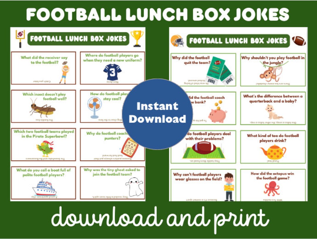 Printable Football Lunch Box Jokes - Etsy