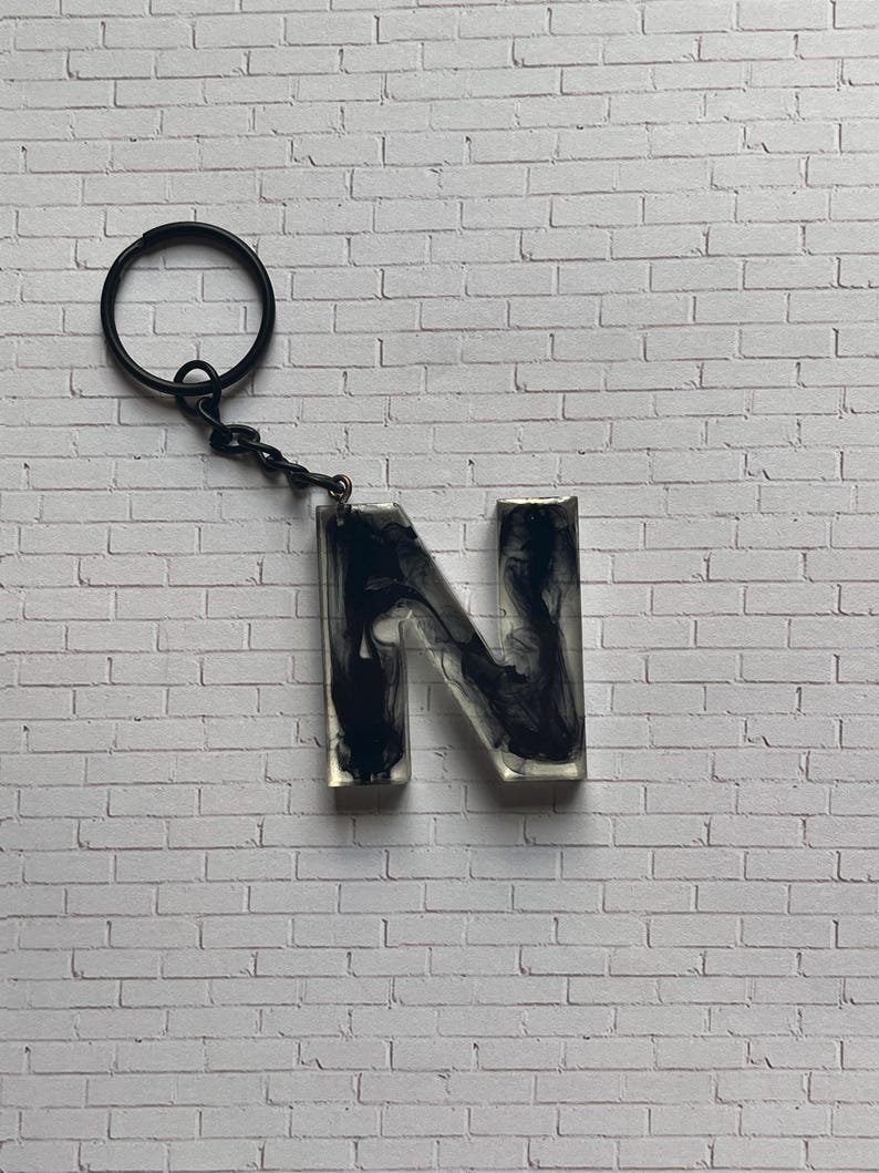 Floral Letter Resin Keychain - Etsy