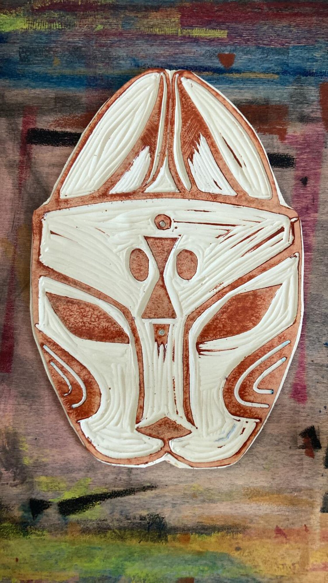 Handmade Linocut Mask Art Print: Fantasy Creature Wall Decor - Etsy