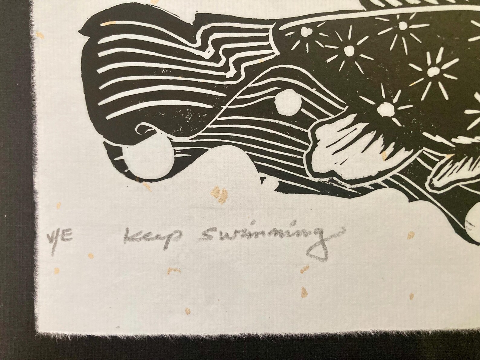 Limited Edition Fish Linocut Print: Positive Vibes Home Decor - Etsy