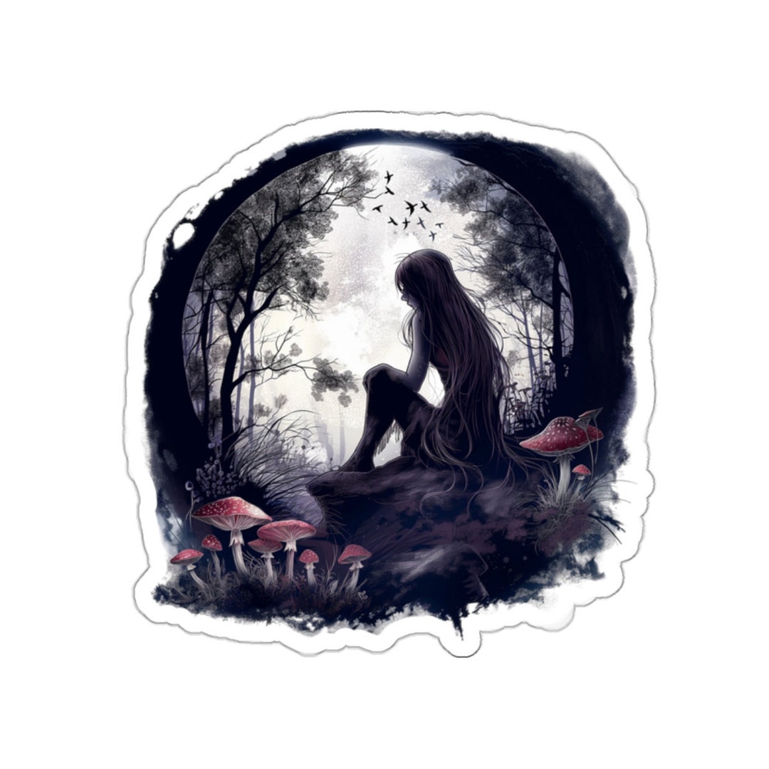 Dark Aesthetic Stickers Dark Nature Girl Sticker Fairy Mushroom Sticker ...