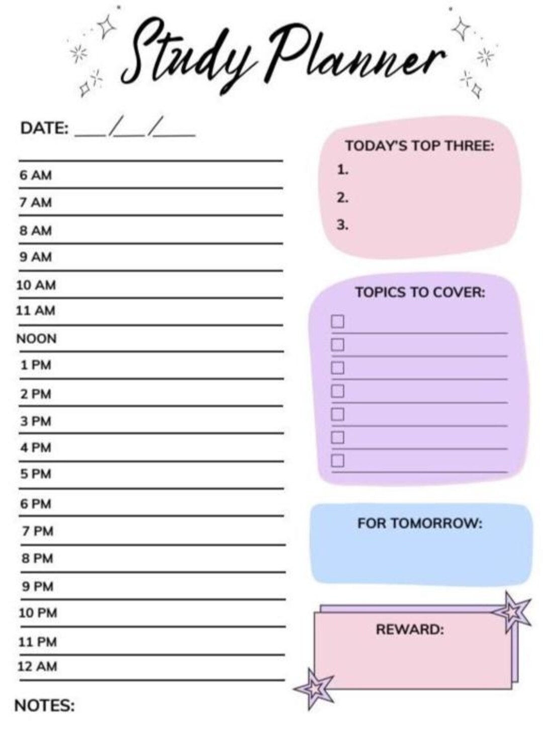 Simple Easy A4 Study Planner With Time Block Hour by Hour Printable ...