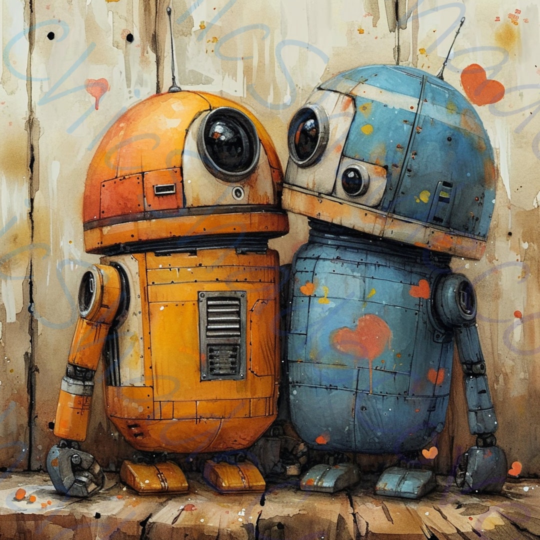 Sweet Robot Png-drawingvalentine's Day-design, Personalized Giftrobot ...