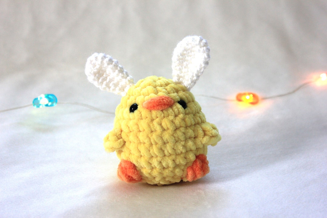 Easter Chick With Bunny Ears Crochet Plush, Easter Chick Amigurumi ...