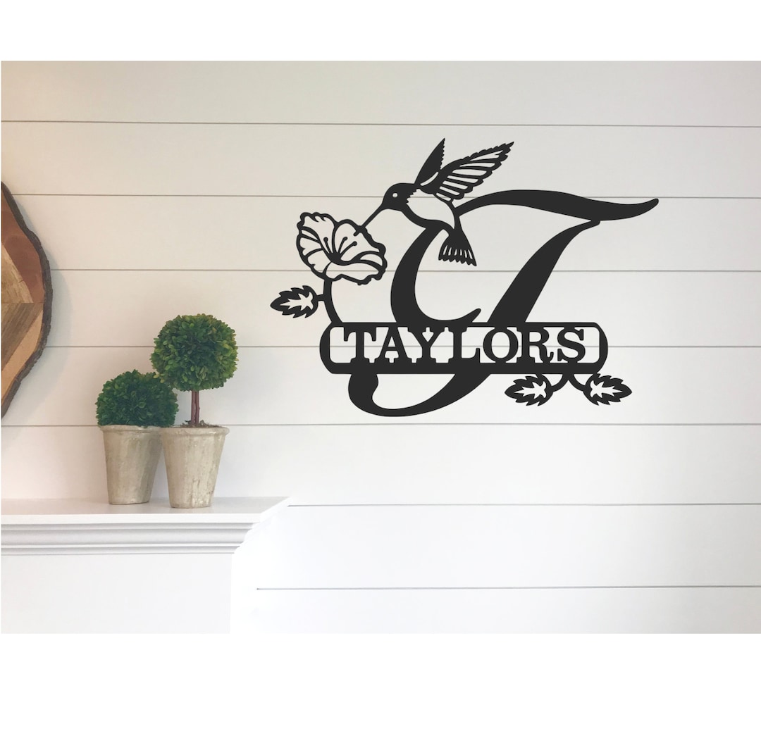 Hummingbird Monogram, Metal Sign, Birds, Monogram, Home Gift, Metal ...