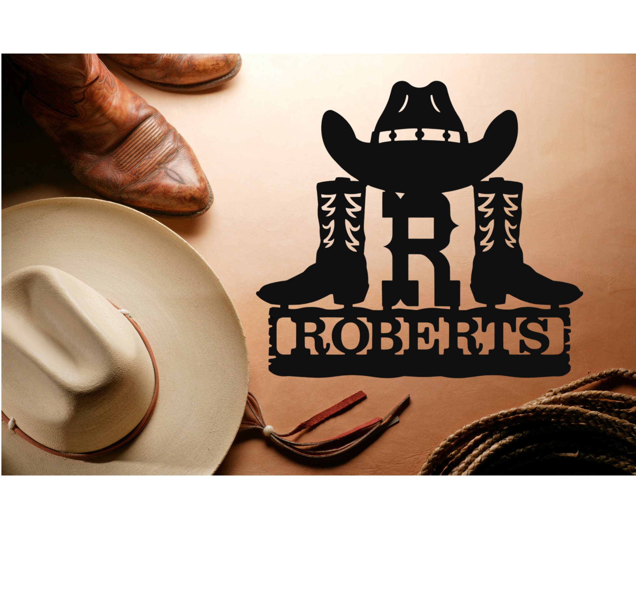 Western Themed Monogram, Cowboy Metal Sign, Cowgirl Metal Sign ...