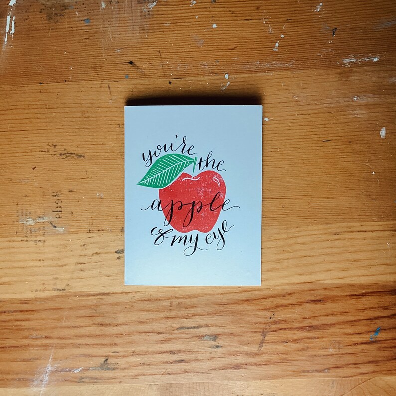 Youre the Apple of My Eye Handmade Greeting Card, Valentines Day Card ...