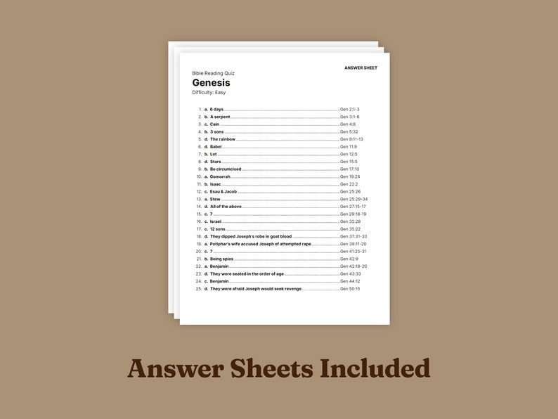 Bible Quiz: Genesis - 75 Trivia Questions (easy, Medium, Hard) - Etsy