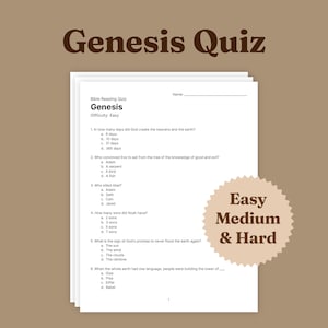 Bible Quiz: Genesis - 75 Trivia Questions (easy, Medium, Hard) - Etsy