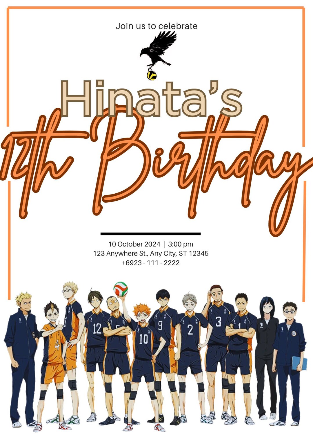 Editable Anime-themed Birthday Invitation haikyuu - Etsy