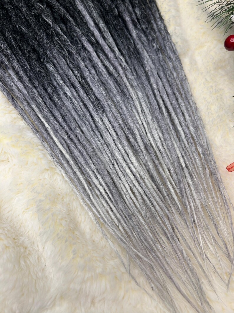 Black to Grey Ombre Dreadlocks | Handmade Synthetic Hair Extensions ...