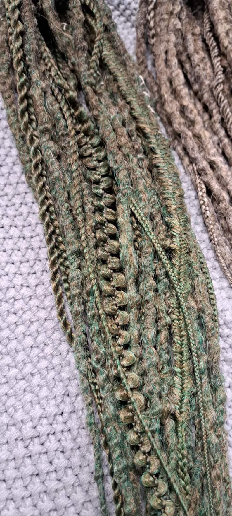 Boho Green Brown Dreadlocks | Handmade Textured Synthetic Braids ...