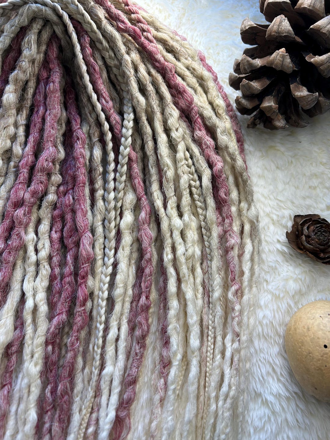 Blonde & Burgundy Synthetic Dreadlocks | Textured DE/SE Braids ...