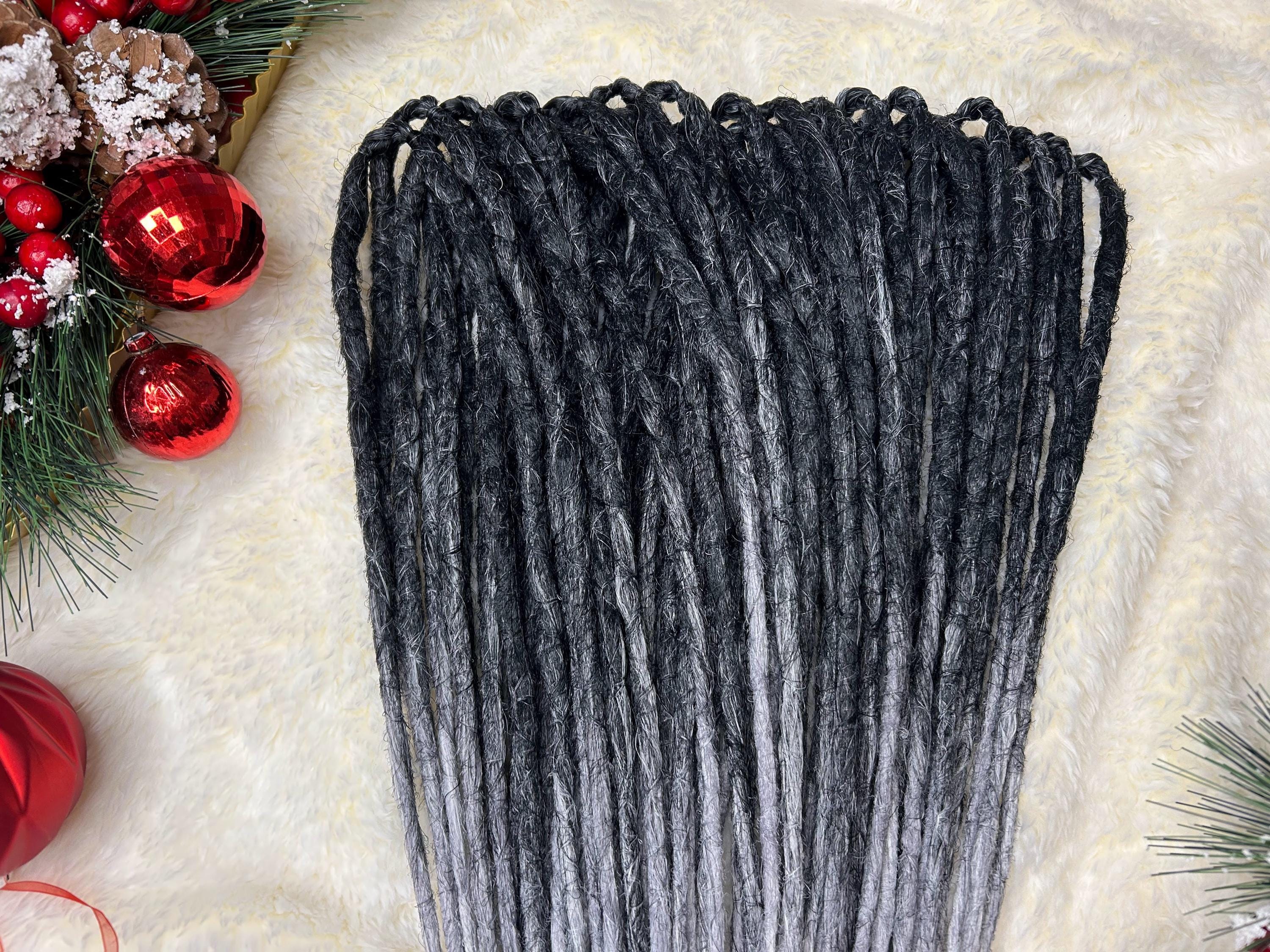 Black to Grey Ombre Dreadlocks | Handmade Synthetic Hair Extensions ...