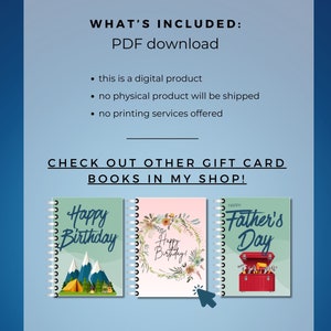 Printable Birthday Gift Card Book, Gift Card Book, Birthday Gift ...