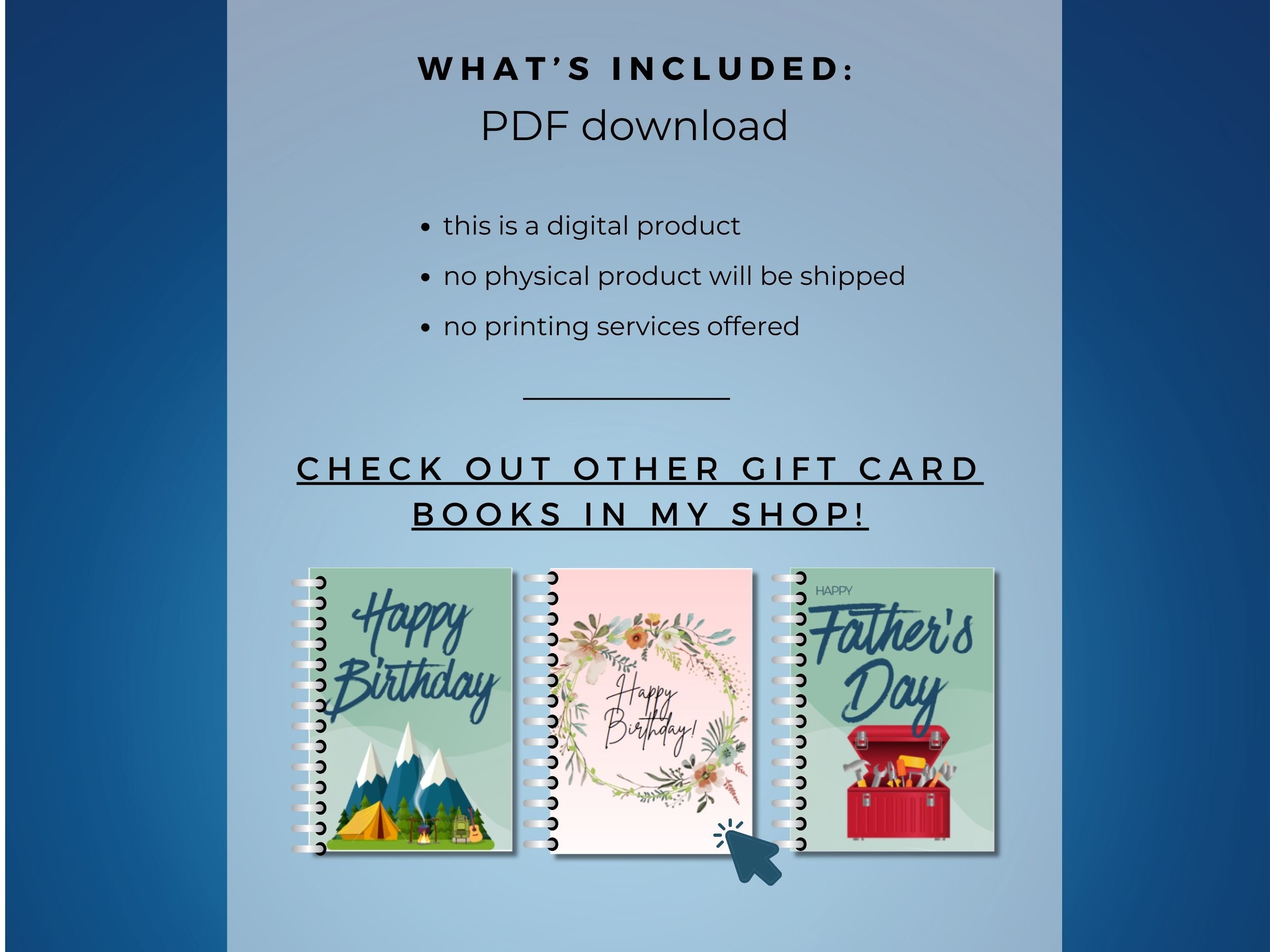 Printable Birthday Gift Card Book, Gift Card Book, Birthday Gift ...