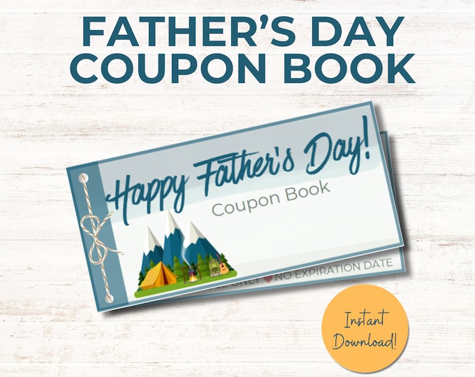 Father's Day Coupon Book, Printable Vouchers, Gift From Kids, Last ...