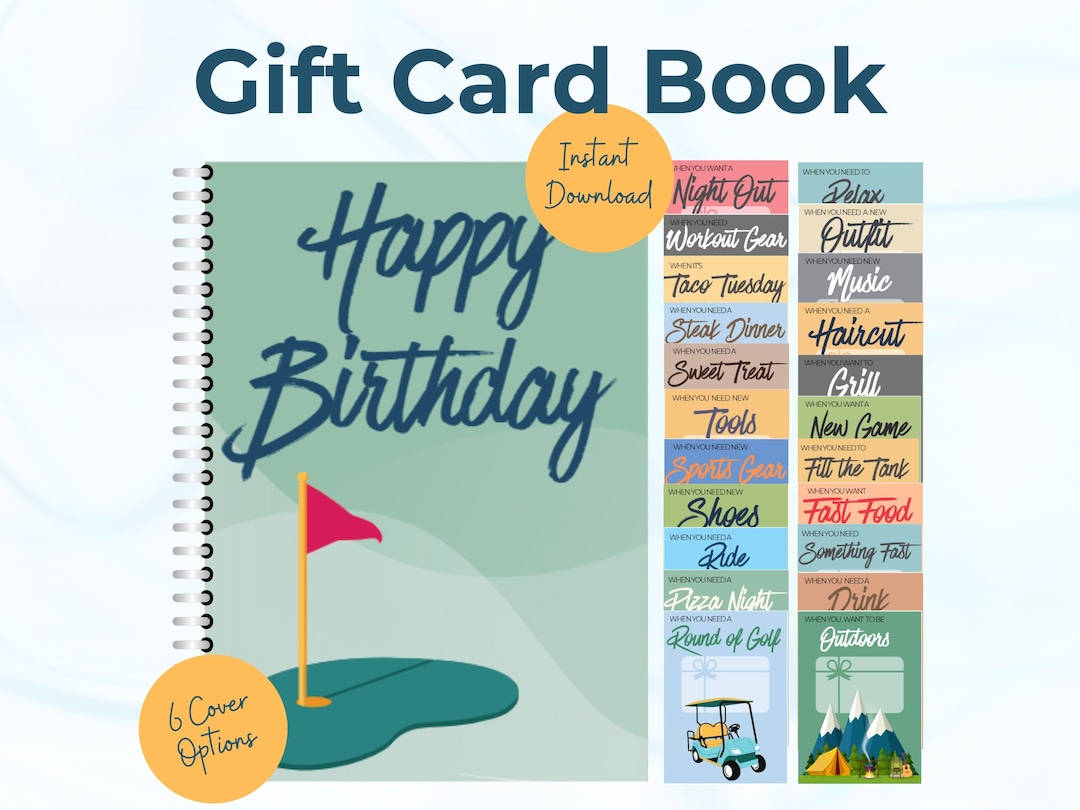 Printable Birthday Gift Card Book, Gift Card Book for Men, Gift Card ...