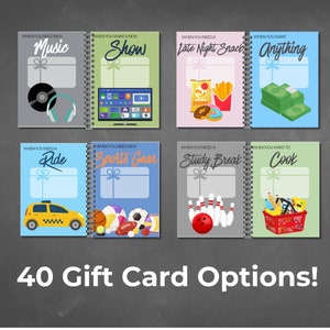 Printable College Survival Gift Card Book, Gift Card Book, College Gift ...