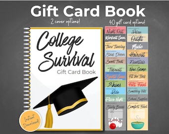 Printable Graduation Gift Card Book, Grad Survival Gift Card Book ...