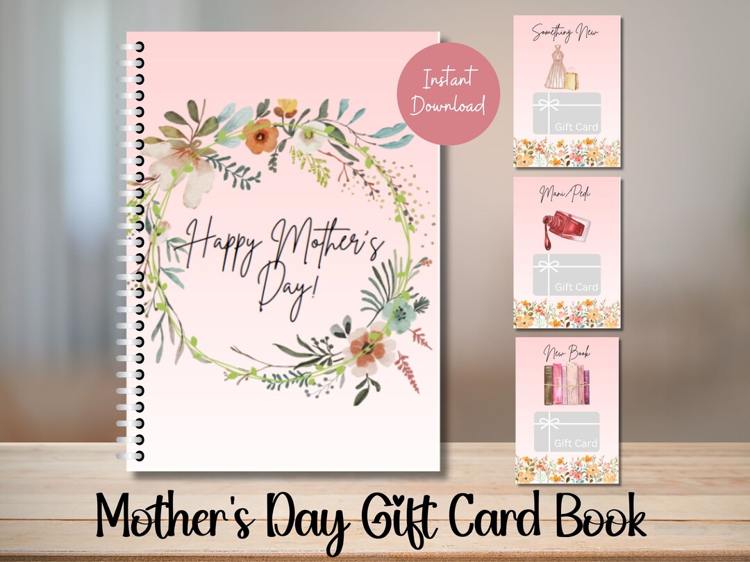 Printable Mother's Day Gift Card Book, Gift Card Template, Mother's Day ...